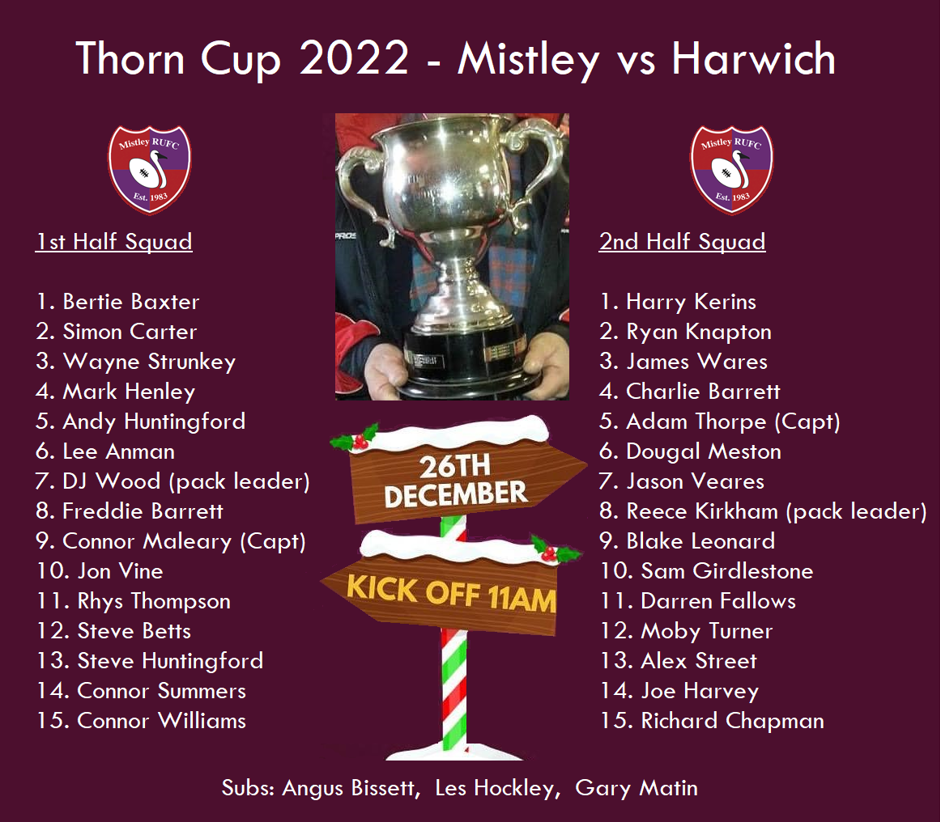 Thorn Cup 22 - Mistley Squad Lists | Mistley RUFC, Essex